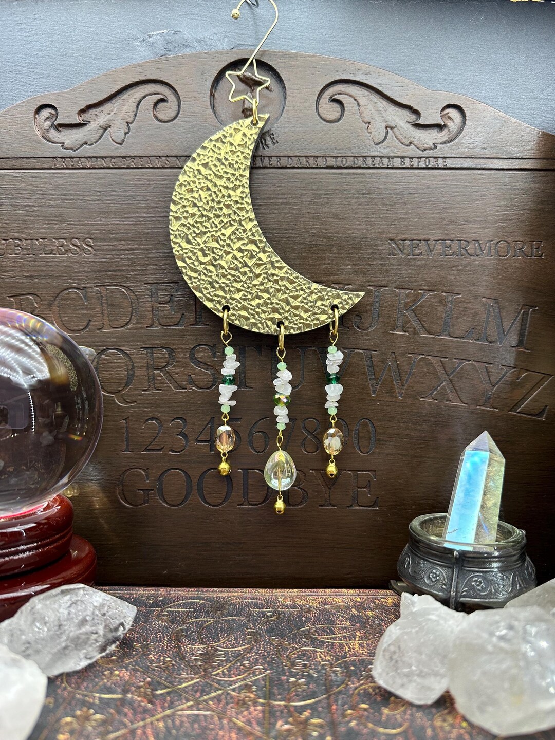Crescent Rose Quartz Crystal Moon - Whimsical Home Decor - Crystal ...