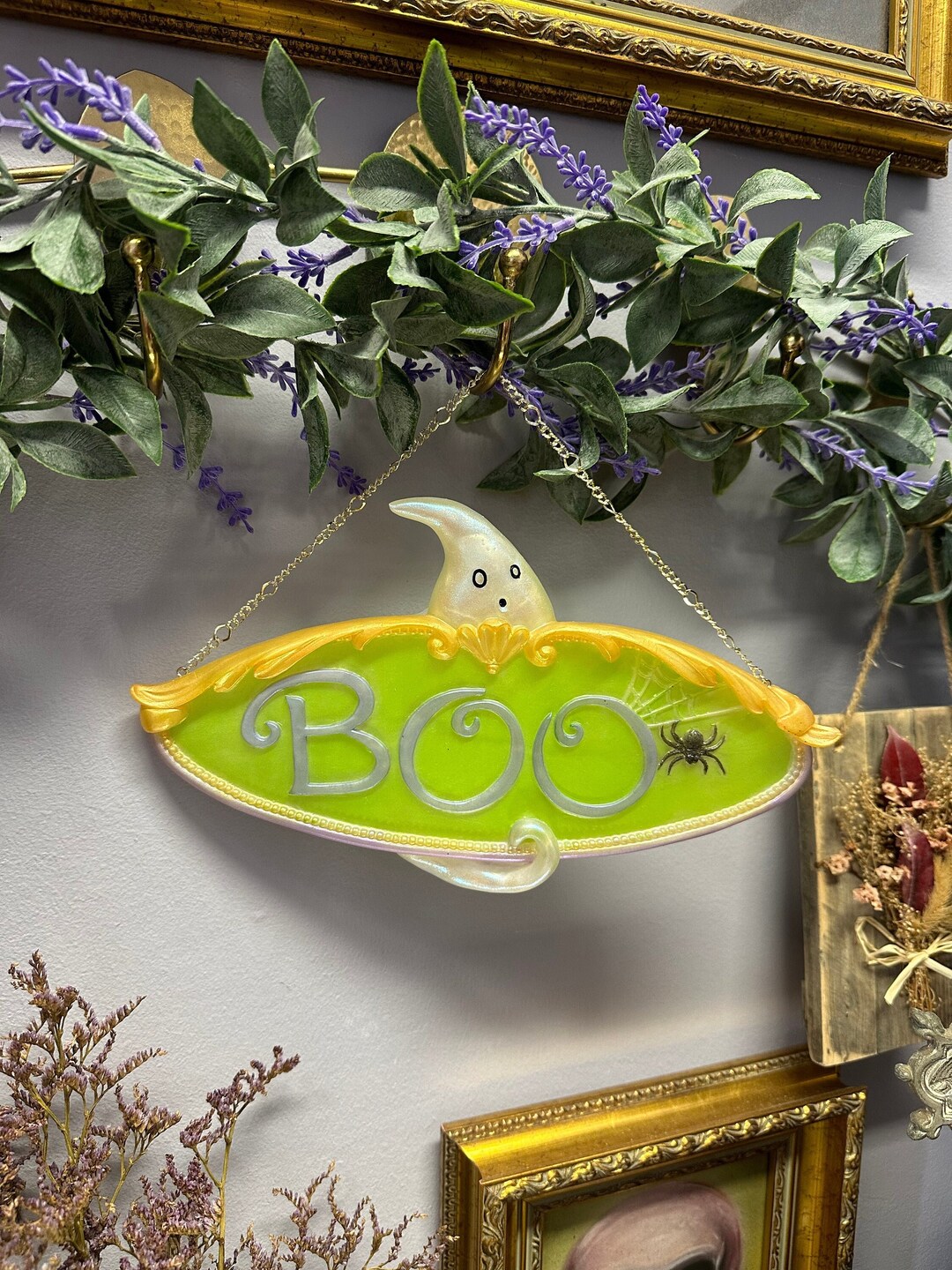 Boo Ghost Sign Spooky Home Decor Witchy Ghost Sign Halloween Sign ...