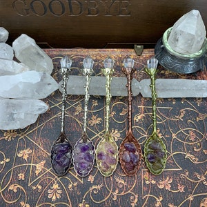 Amethyst Witch Spoon Crystal Spoon Wicca Pagan Altar Spoon Herbal Spoon ...