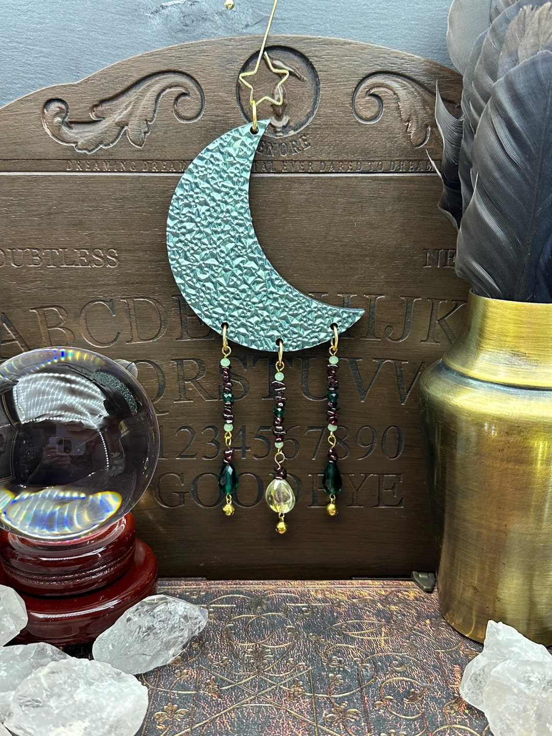 Crescent Ruby Crystal Moon - Whimsical Home Decor - Crystal Healing ...