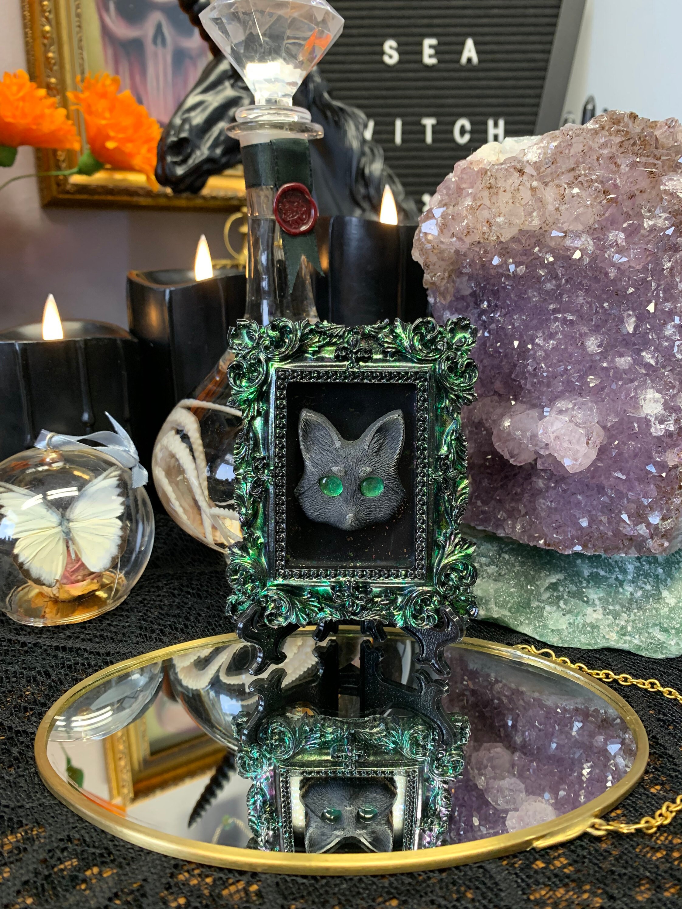 Black Fox Frame Occult Decor Dark Home Decor Mystic Fox - Etsy