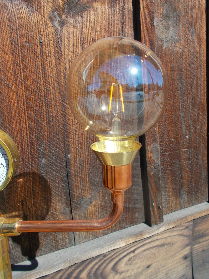 Steampunk Fixture Lamp With Gauge and Edison Bulb - Etsy
