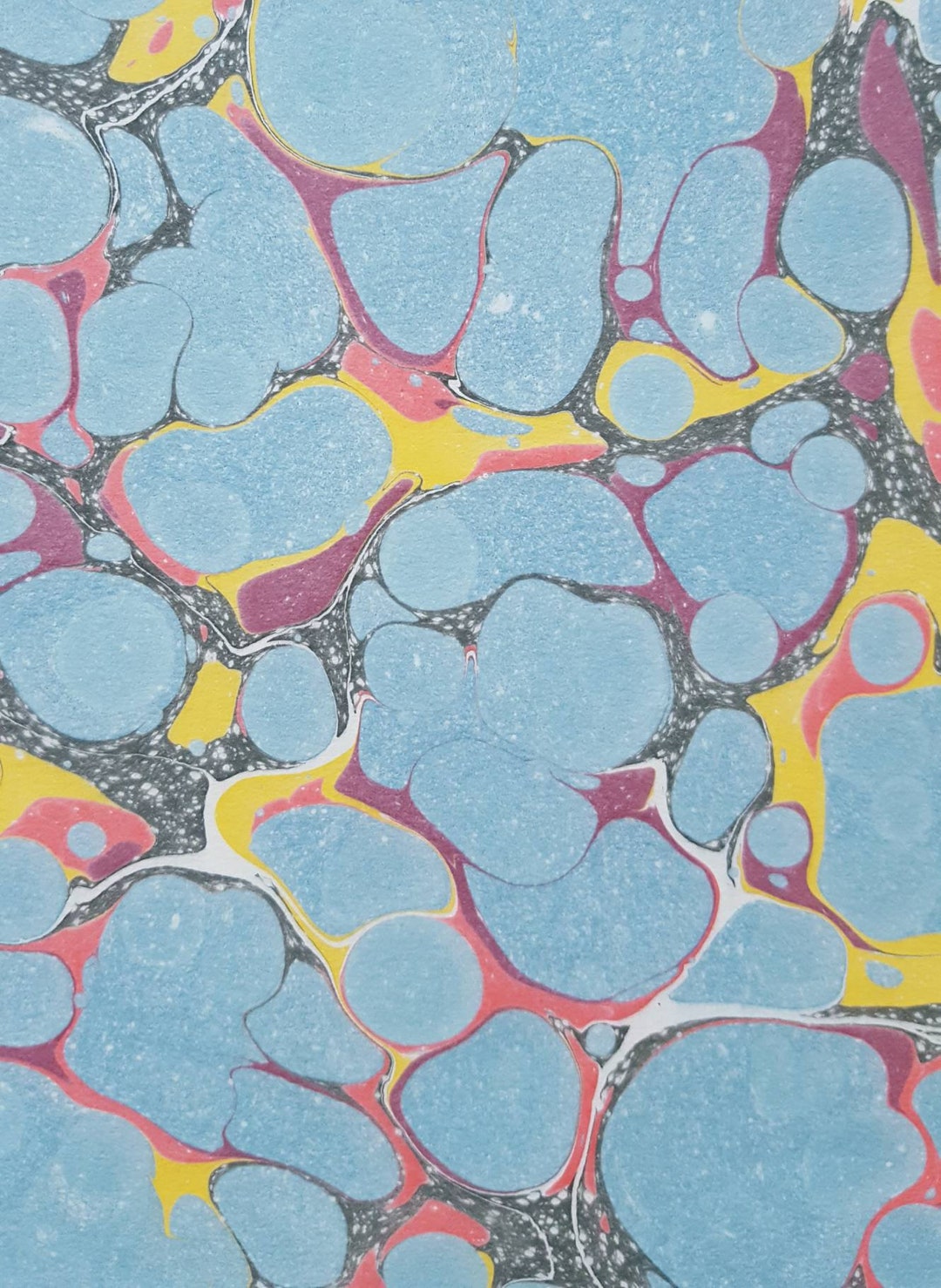 Handmarbled Paper, Aged Look, Decorative Paper, Bookbinding Endpaper ...