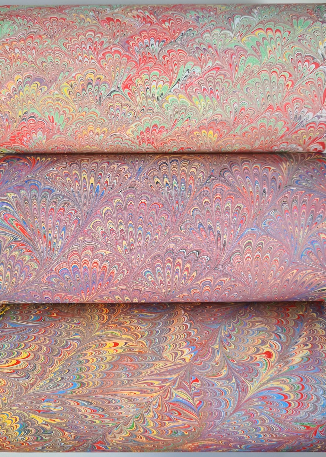 3x A4 Hand Marbled Paper: Ebru Art, Scrapbooking, Bookbinding Endpaper ...