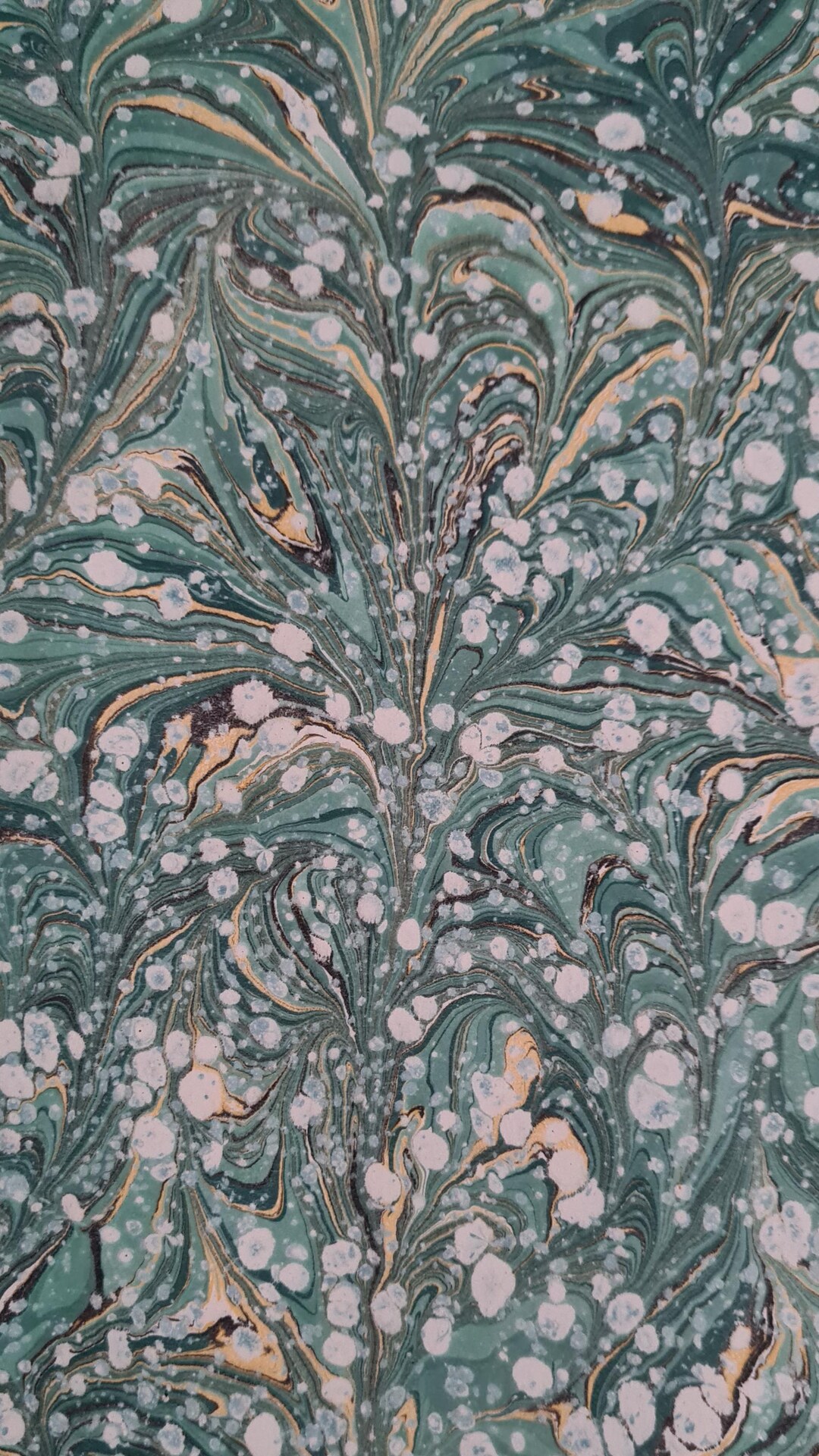 Handmade Marbled Paper, Frosty Green, Decorative, Bookbinding ...