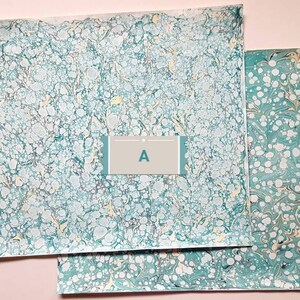 Cool Green Handmarbled Paper, Decorative Paper, Bookbinding Endpaper ...