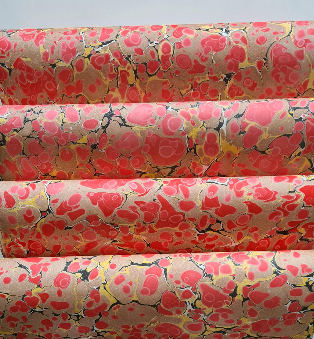 Handmade Red Marbled Paper: Ebru Art, Bookbinding Endpaper (49.5 X 34.5 ...