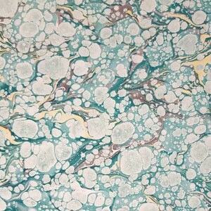 Cool Green Handmarbled Paper, Decorative Paper, Bookbinding Endpaper ...