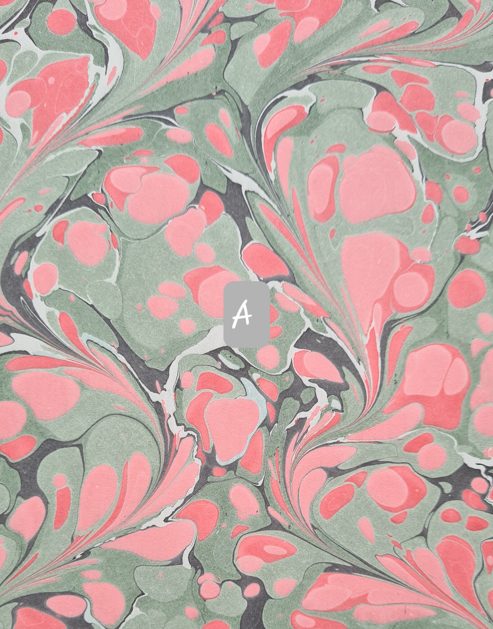 Handmade Marbled Paper: Light Forest Green Ebru Art (50 X 34.5 Cm) - Etsy