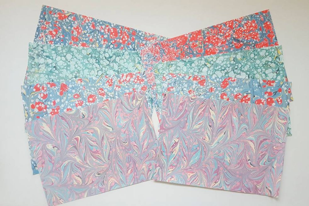 Handmarbled Paper A4x 4, Decorative Paper, Bookbinding Endpaper ...