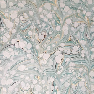 Cool Green Handmarbled Paper, Decorative Paper, Bookbinding Endpaper ...