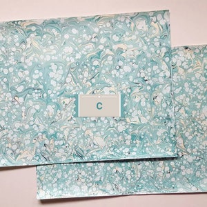 Cool Green Handmarbled Paper, Decorative Paper, Bookbinding Endpaper ...