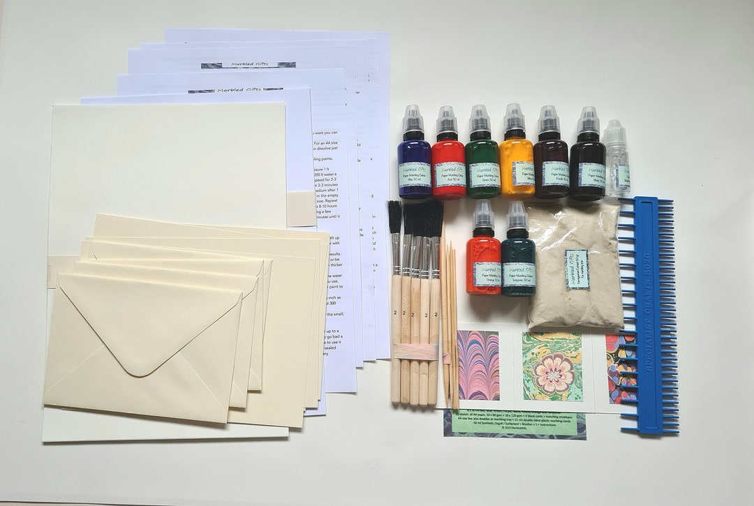 Marbling Kit 2 Ready to Use Complete With Tray and Paper, Ebru Art Kit ...