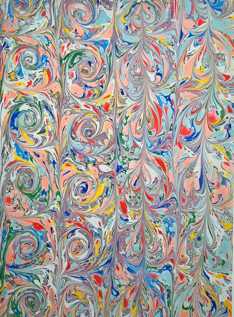 Hand Marbled Paper 7x A4 30x21 Cm Each, Traditional Surface Decoration ...