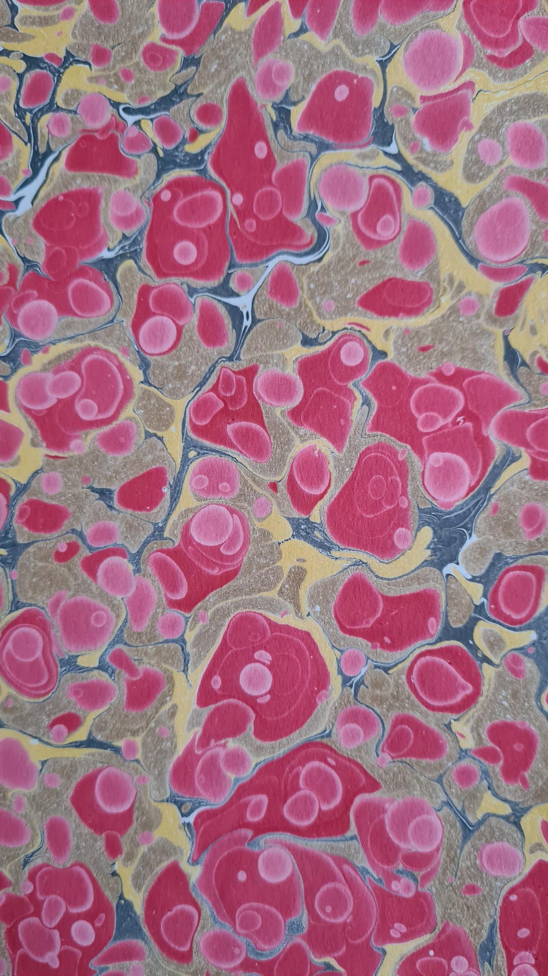 Handmade Red Marbled Paper: Ebru Art, Bookbinding Endpaper (49.5 X 34.5 ...