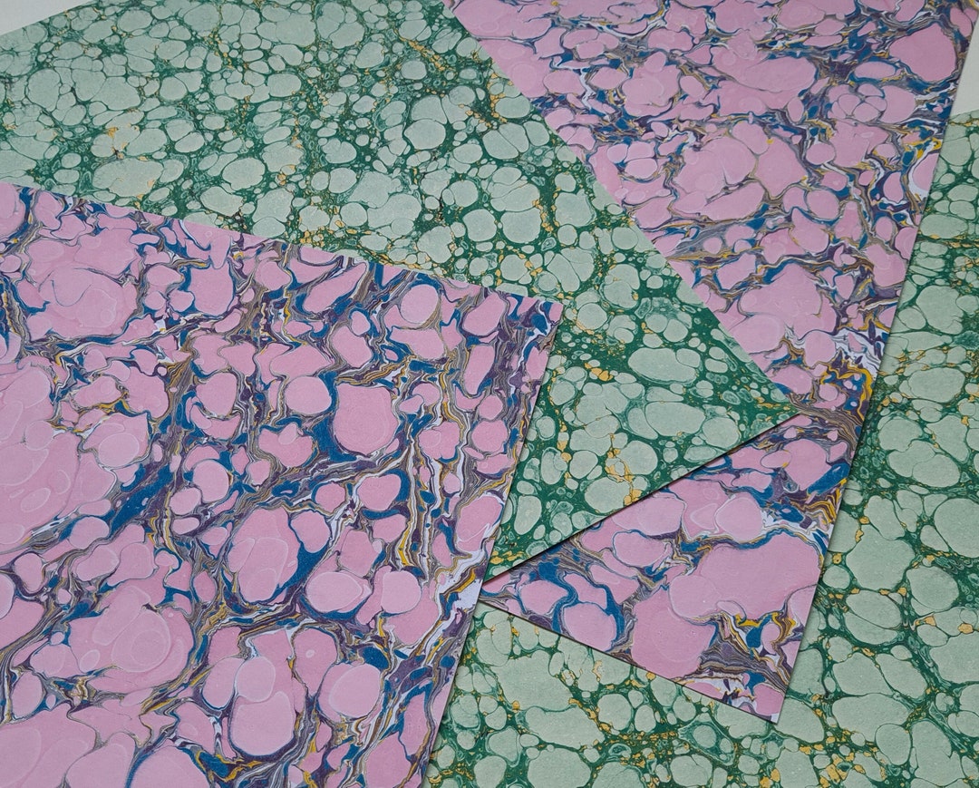 Handmade Marbled Paper, Bookbinding Endpaper, Stationary, Scrapbooking ...