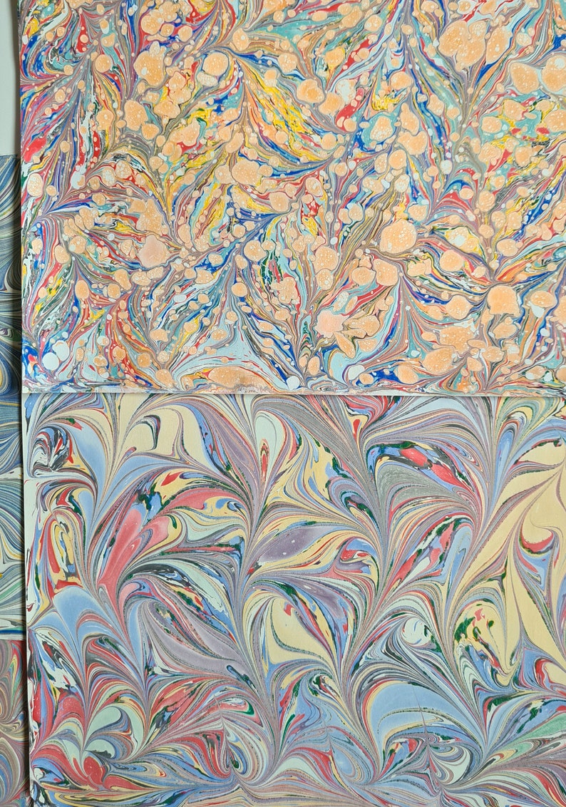 Hand Marbled Paper 7x A4 30x21 Cm Each, Traditional Surface Decoration ...