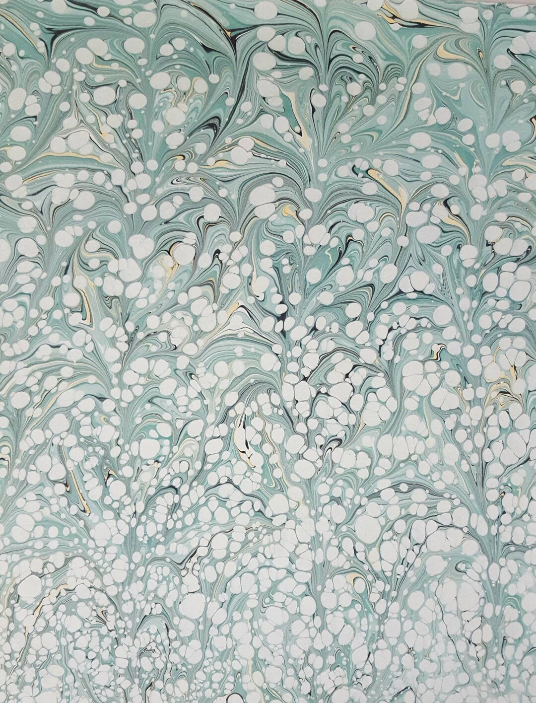 Cool Green Handmarbled Paper, Decorative Paper, Bookbinding Endpaper ...