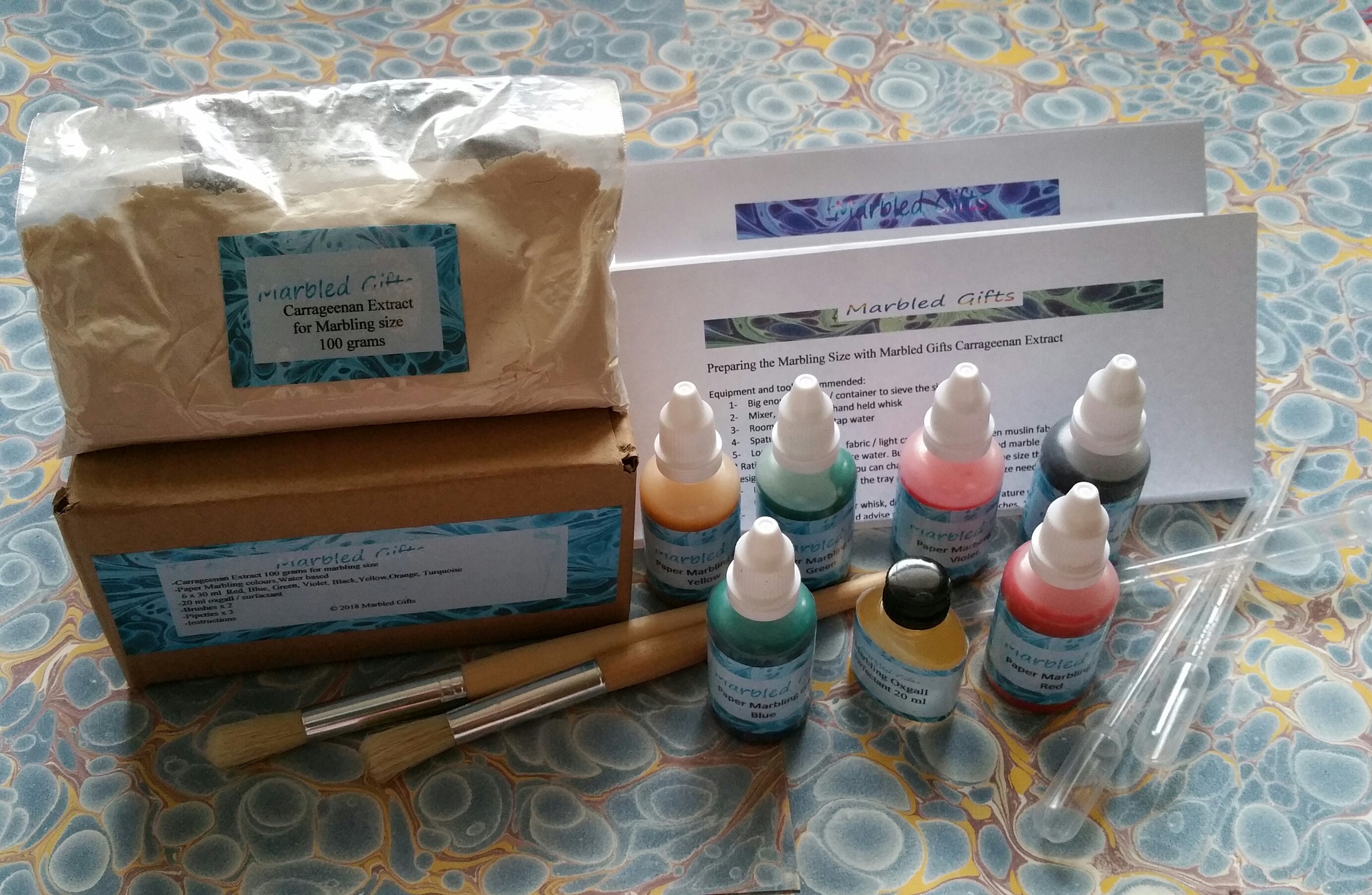 Marbling Starter Kit 1-2-3 Ready To Use Marbling Kit Ebru | Etsy