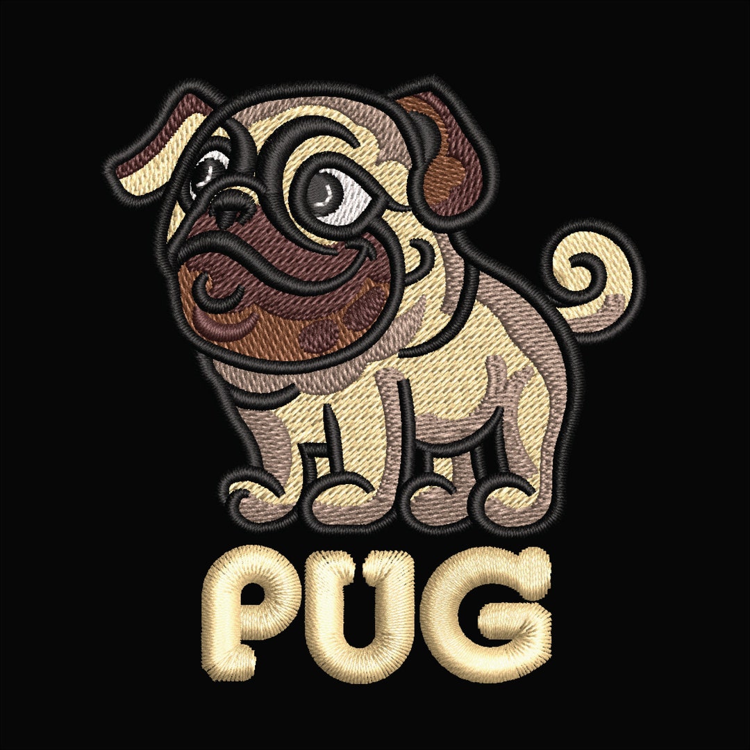 Cute Pug Machine Embroidery Design for Internatioanl Dog Day, Download ...
