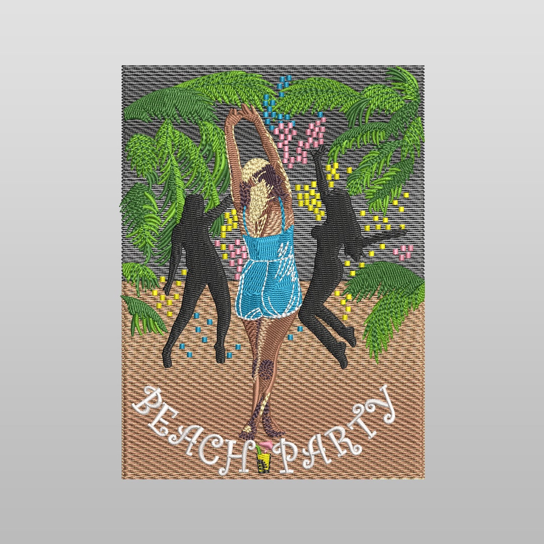 Party on the Beach Embroidery Design, Cool, Quality & Unique Beach ...