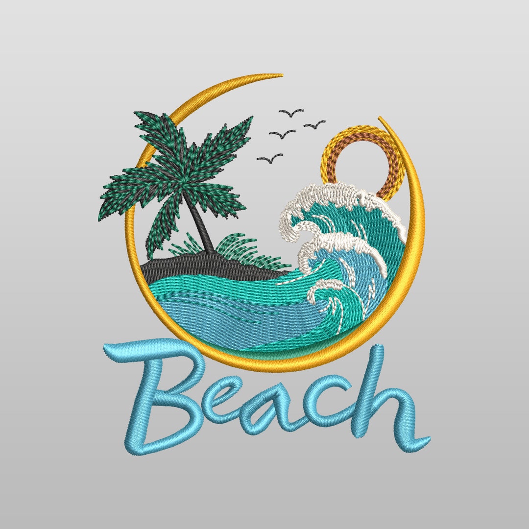 Beach Waves Digitized Embroidery Design, National Beach Day Design ...
