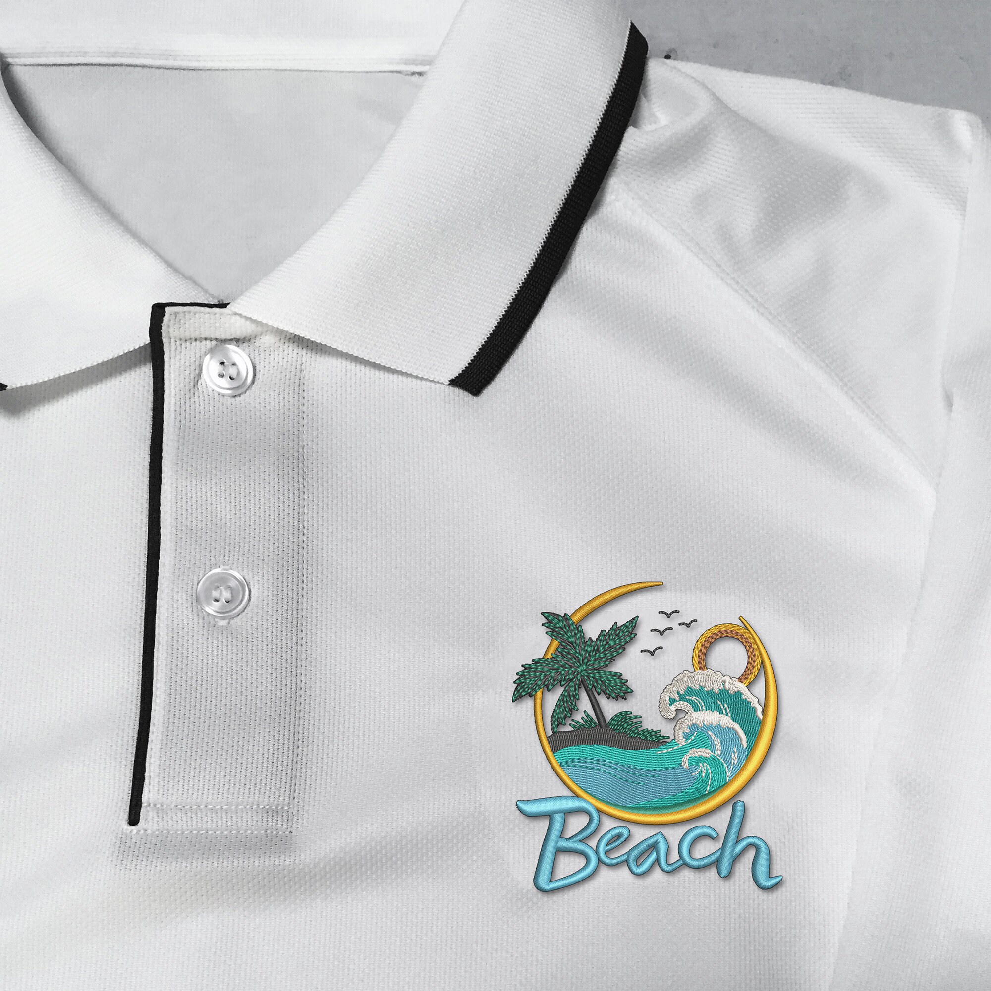 Beach Waves Digitized Embroidery Design, National Beach Day Design ...