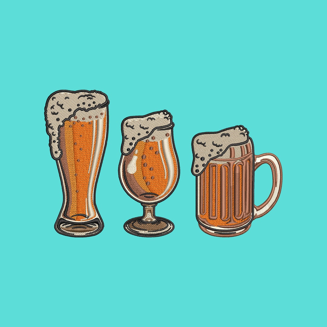Beer Mugs Embroidery Patterns, Beer Embroidery, Machine Embroidery ...