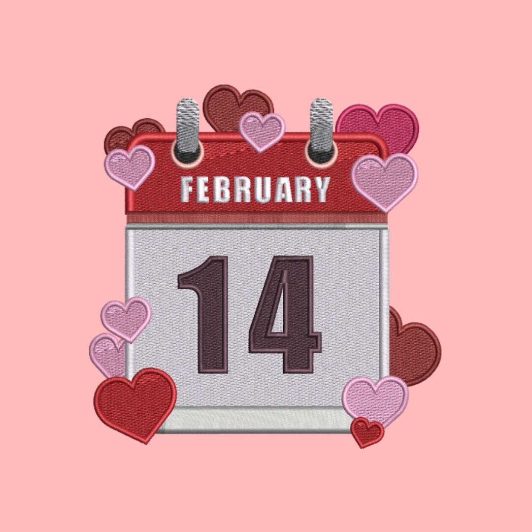 February 14 Embroidery Design, February 14 Valentine Embroidery Design ...