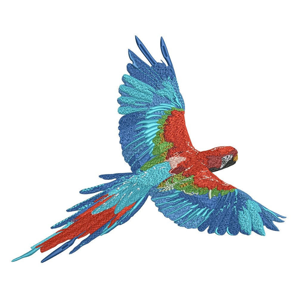 Flying Parrot Embroidery Design - Etsy