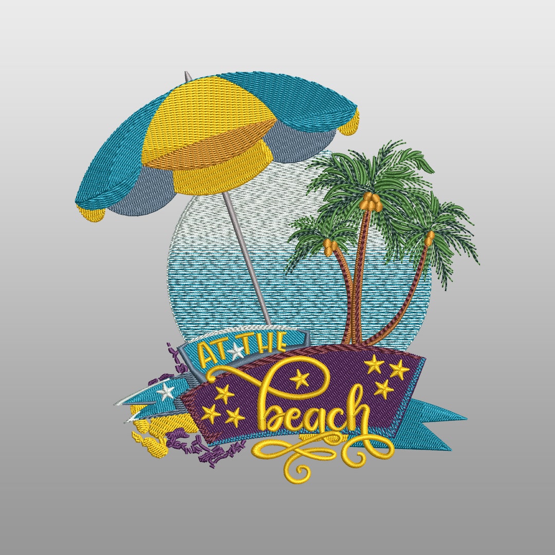At the Beach Embroidery Design - Cre8iveskill - Etsy
