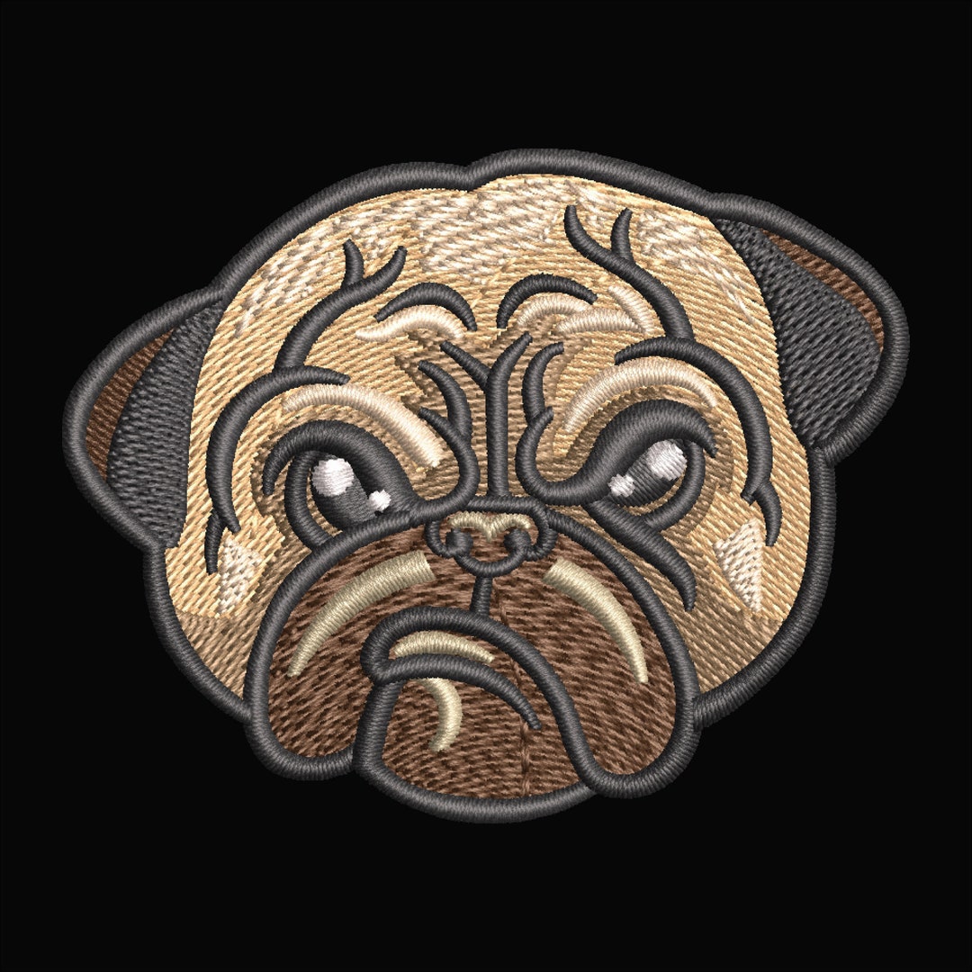 Pug Face Embroidery Pattern, Pug Machine Embroidery Design, Download ...