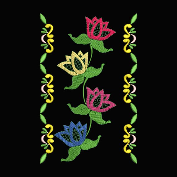 Floral Border Digitized Embroidery Design - Etsy
