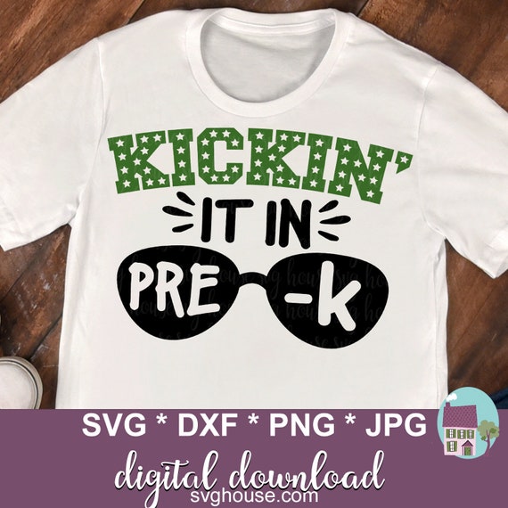 cut file Back to School Kickin It In PreK svg png dxf Silhouette digital file - CRICUT Drawing ...