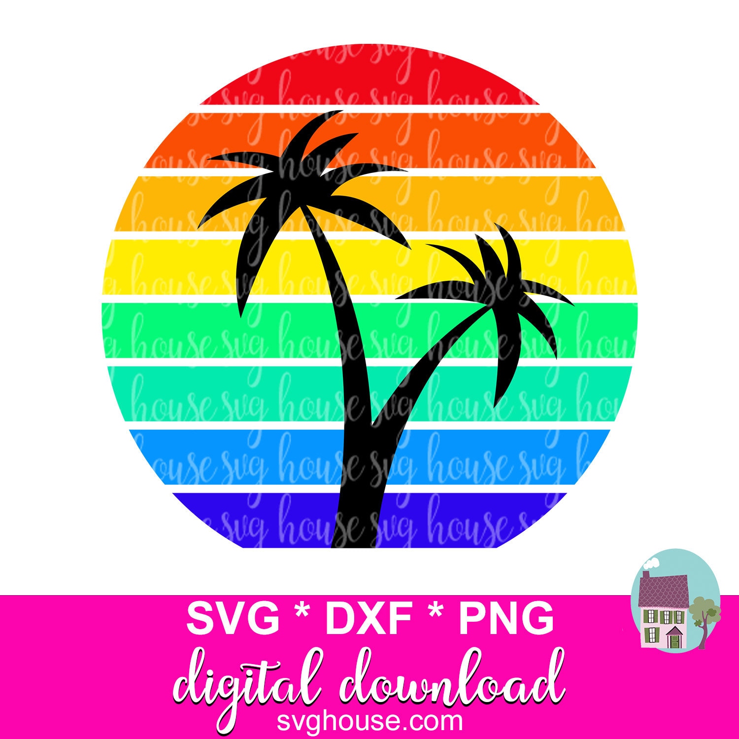 Beach Sunset SVG Palm Trees Svg Summer Sunset Svg Files for - Etsy