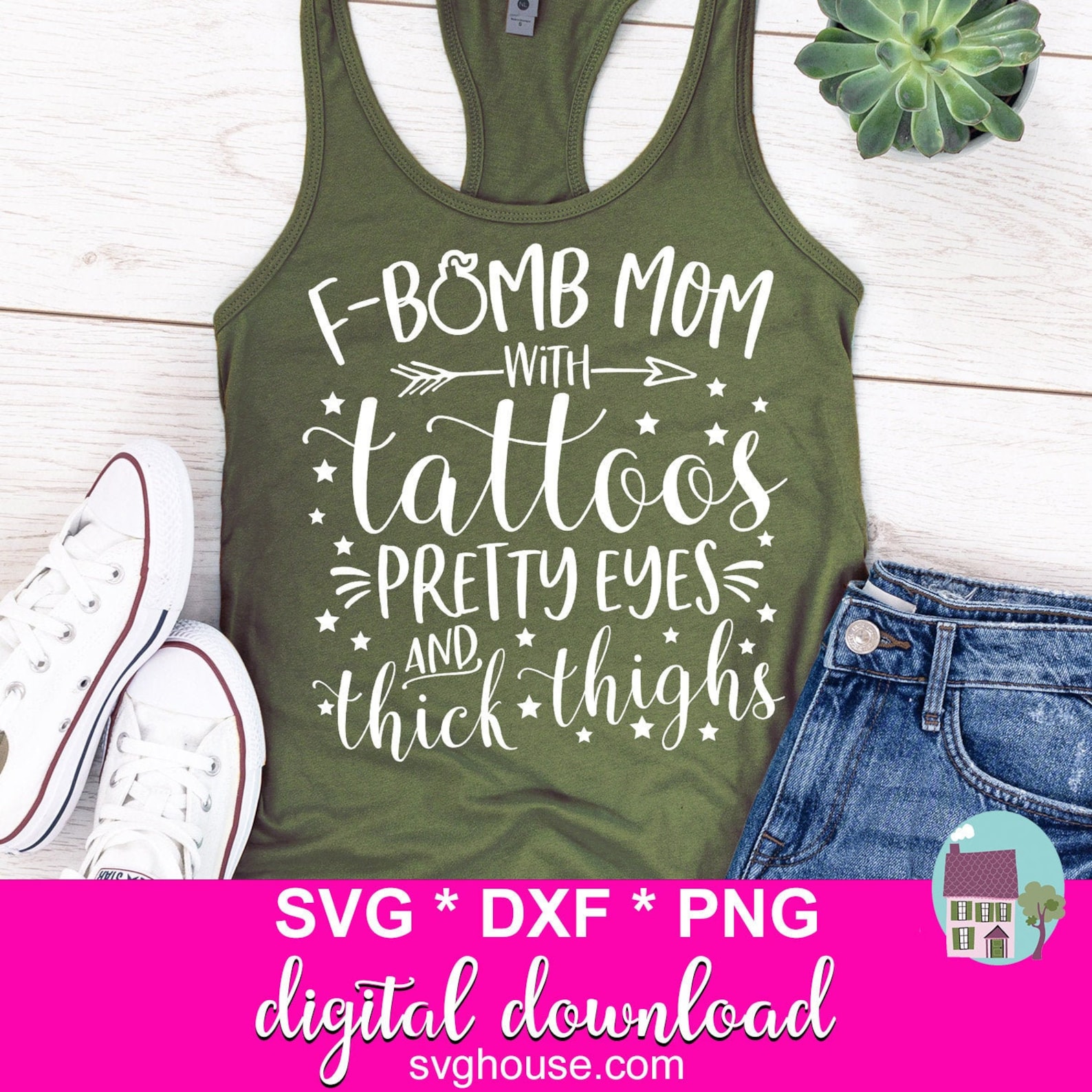 F Bomb Mom With Tattoos Pretty Eyes and Thick Thighs SVG - Etsy