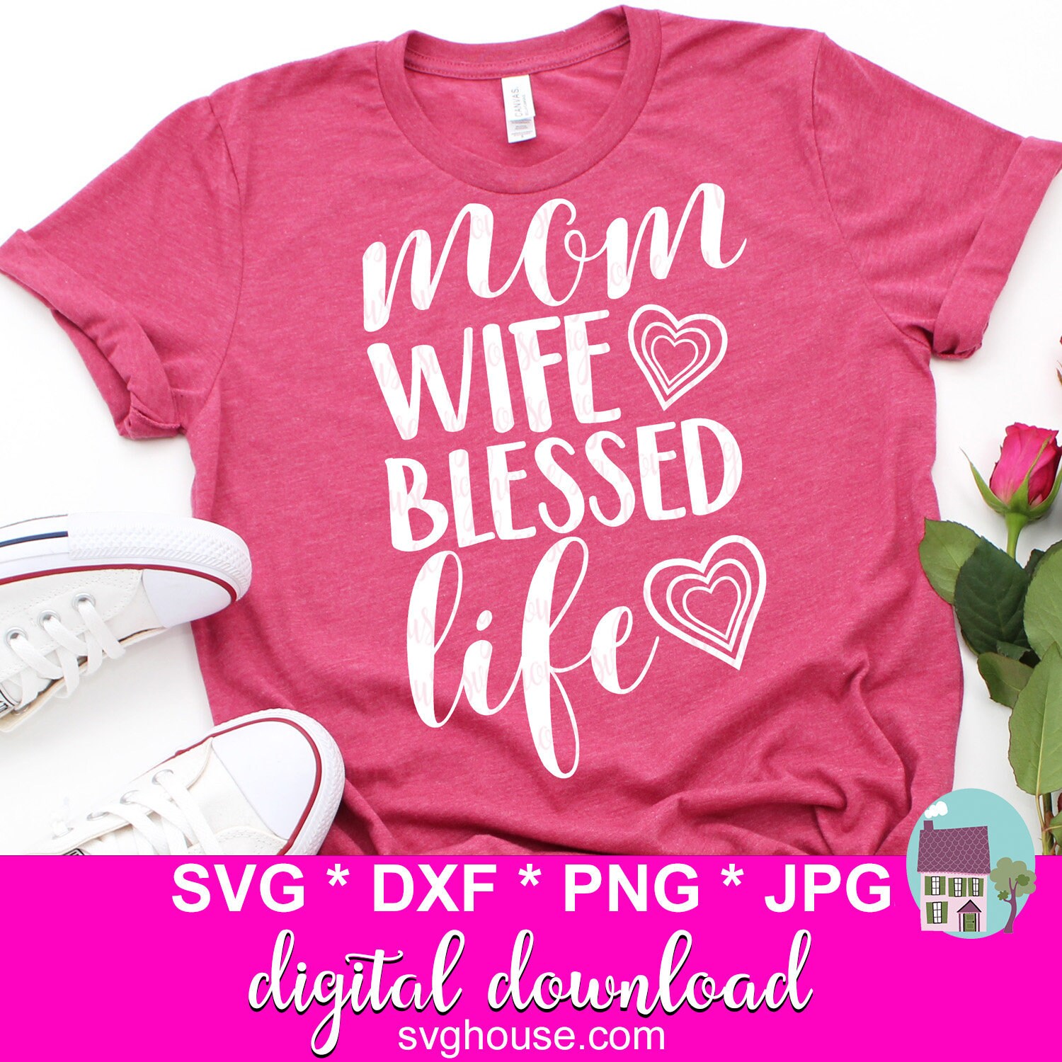 Mom Wife Blessed Life SVG Blessed Mom DXF SVG Files for - Etsy