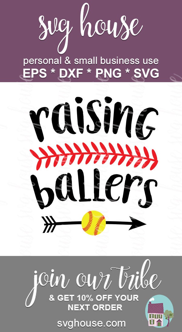 Raising Ballers Softball Svg Vector Cut Files for Silhouette | Etsy
