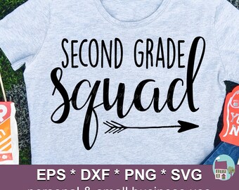 Second Grade Squad, SVG, DXF, PDF, 2nd Grade Svg, Back to School Svg ...