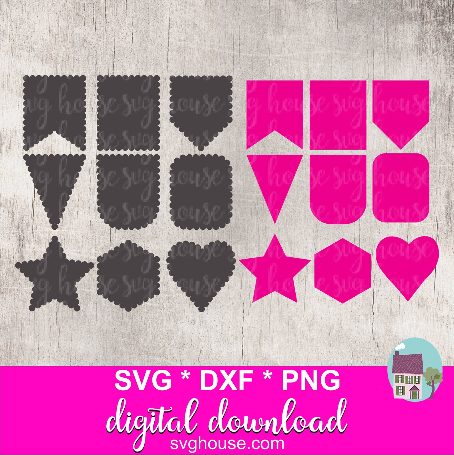 Banner SVG Scalloped Bunting Banner Template Scallop Banner | Etsy UK