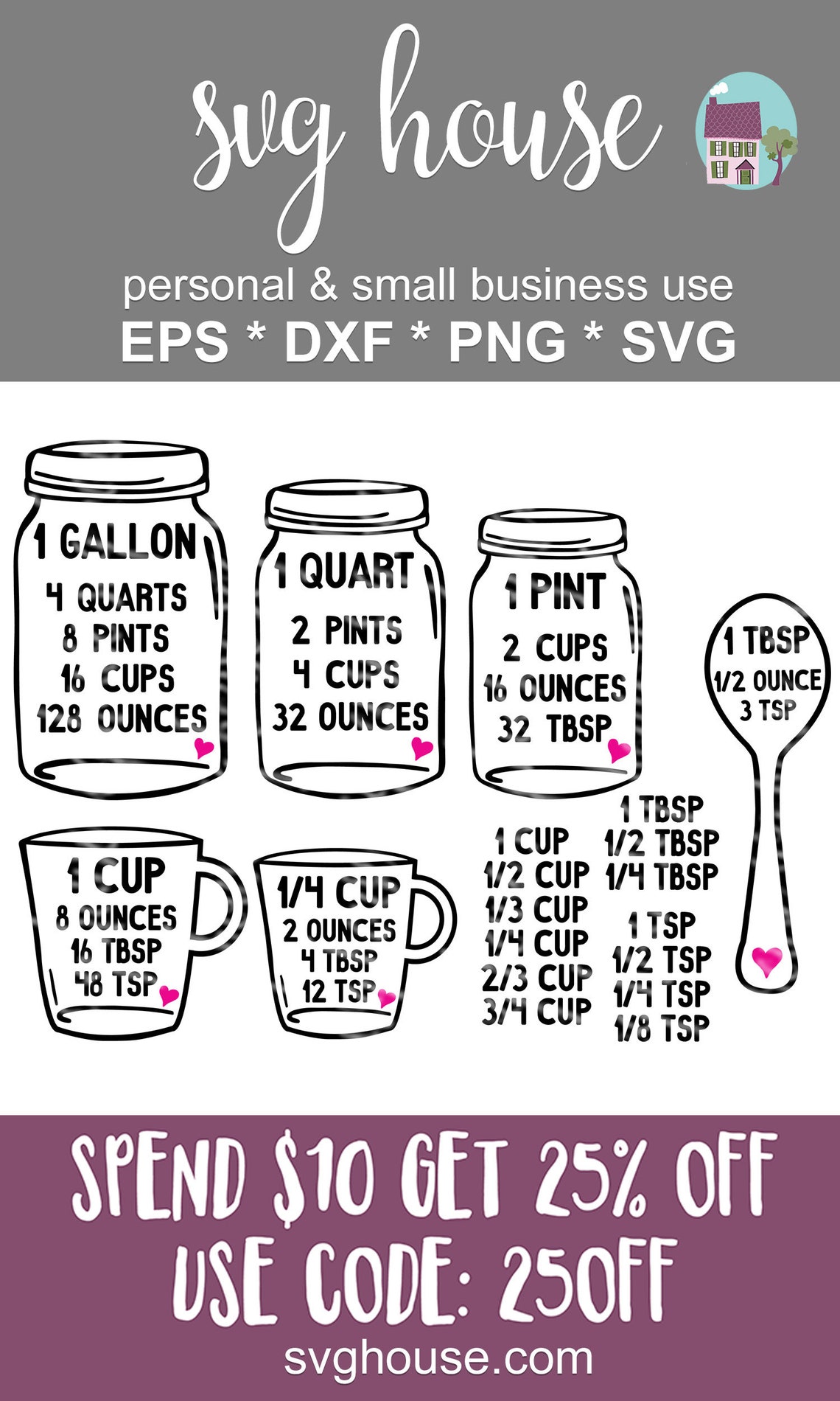 Conversion Chart Svg Bundle Kitchen Measuring Cheat Sheet | Etsy UK