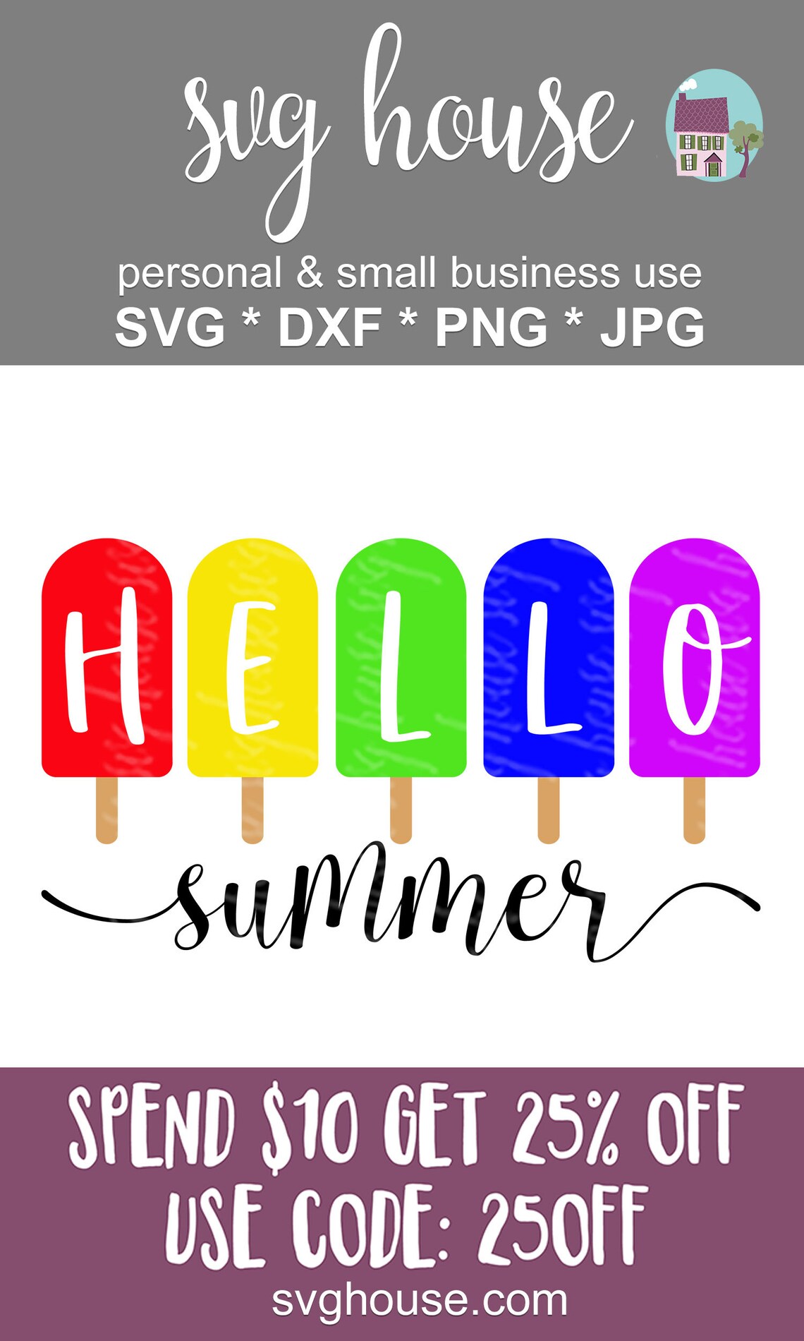 Hello Summer Popsicle SVG Cut Files for Cricut and Silhouette - Etsy