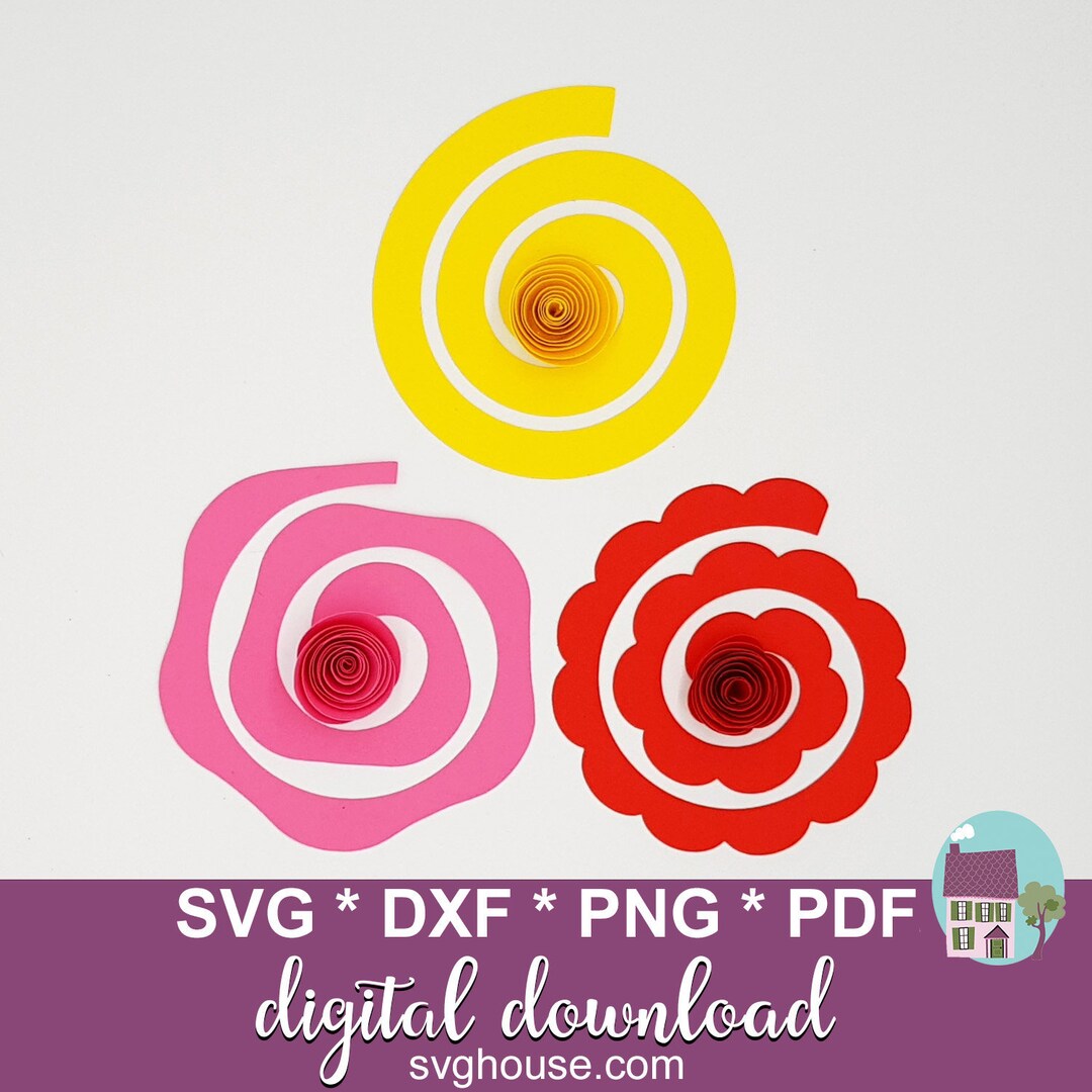Rolled Rose SVG, Paper Flower SVG, 3 Designs, Rolled Rose Template, SVG ...