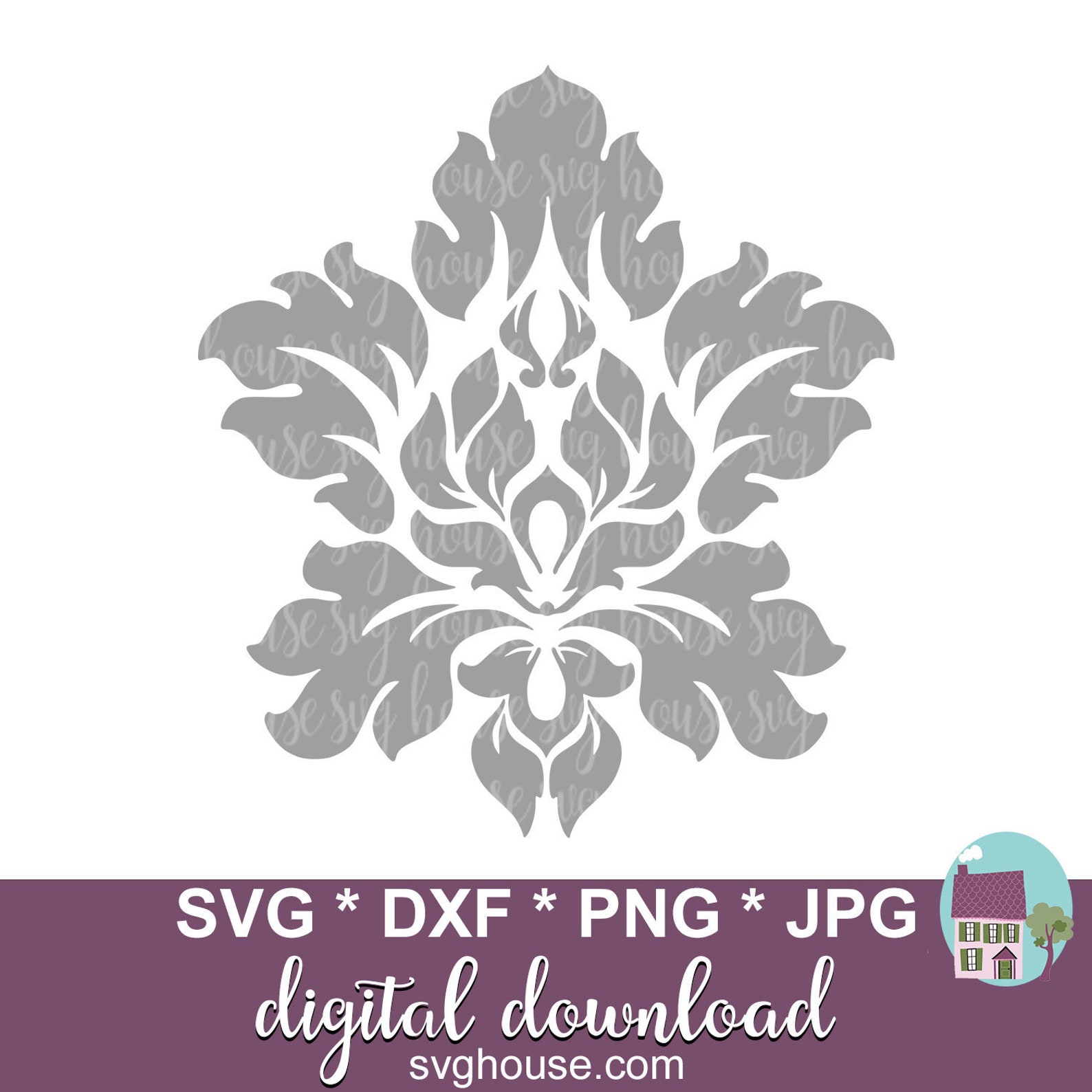 Damask SVG Floral Damask SVG SVG Files for Cricut and - Etsy UK