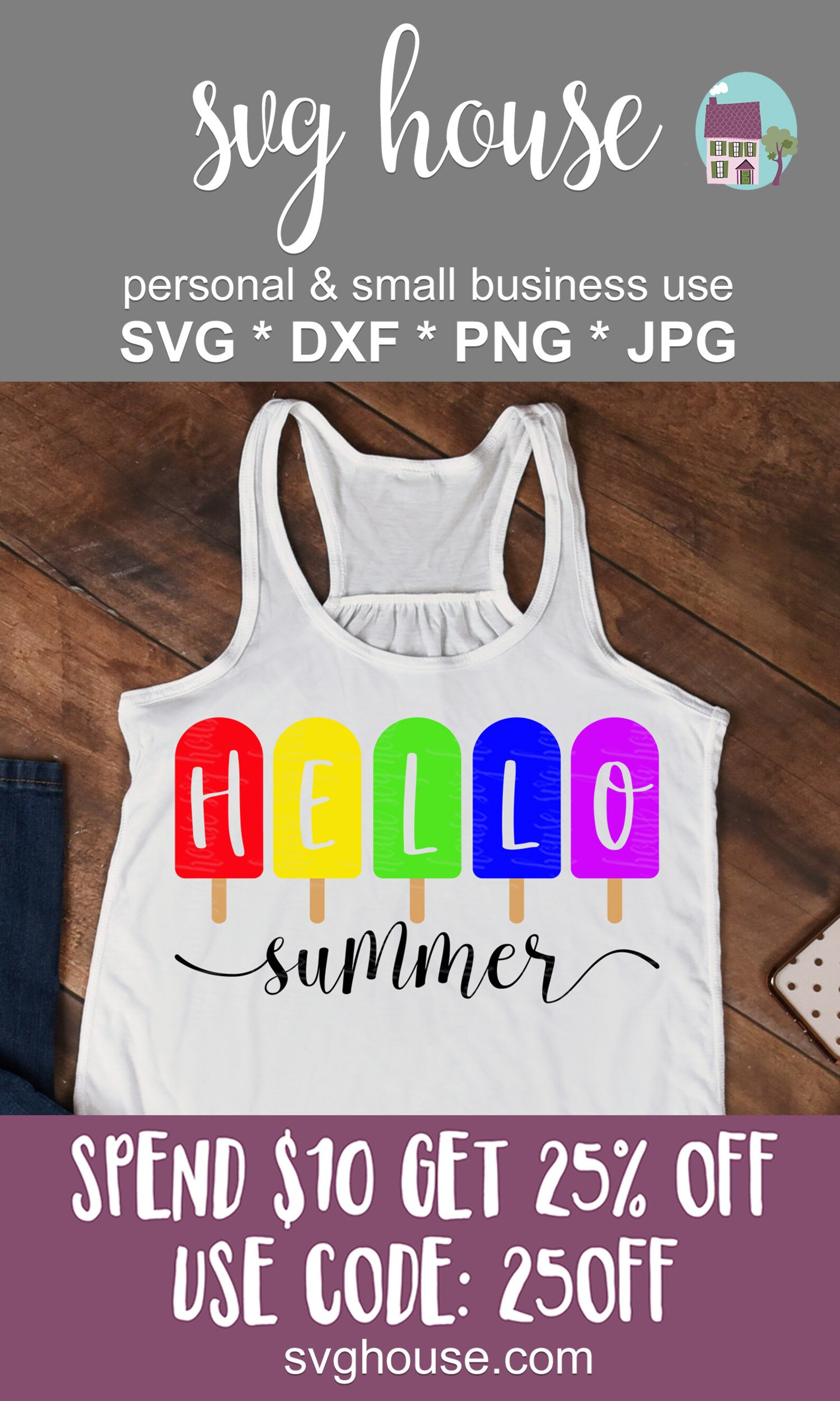 Hello Summer Popsicle SVG Cut Files for Cricut and Silhouette - Etsy