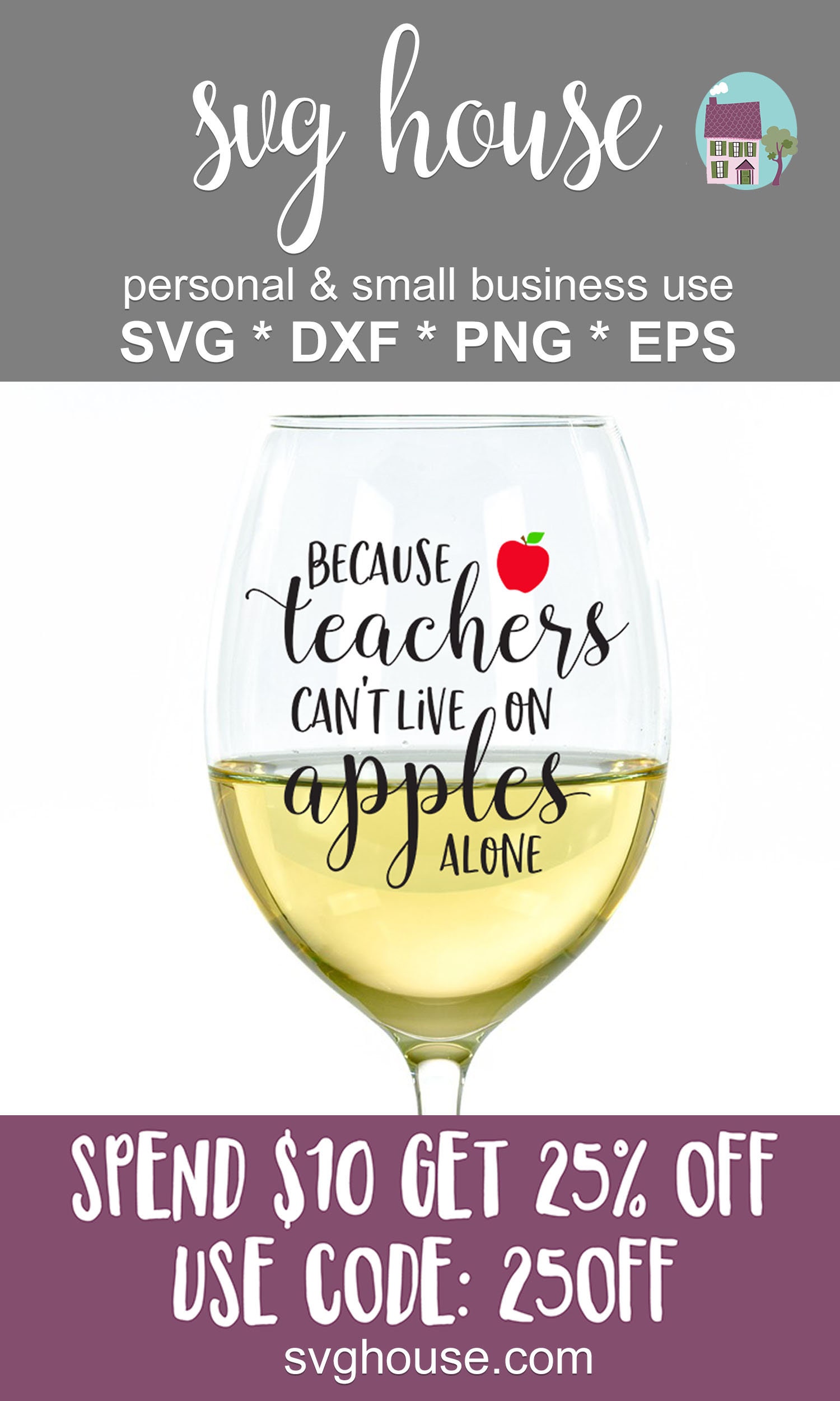 Because Teachers Can't Live on Apples Alone SVG Teacher | Etsy