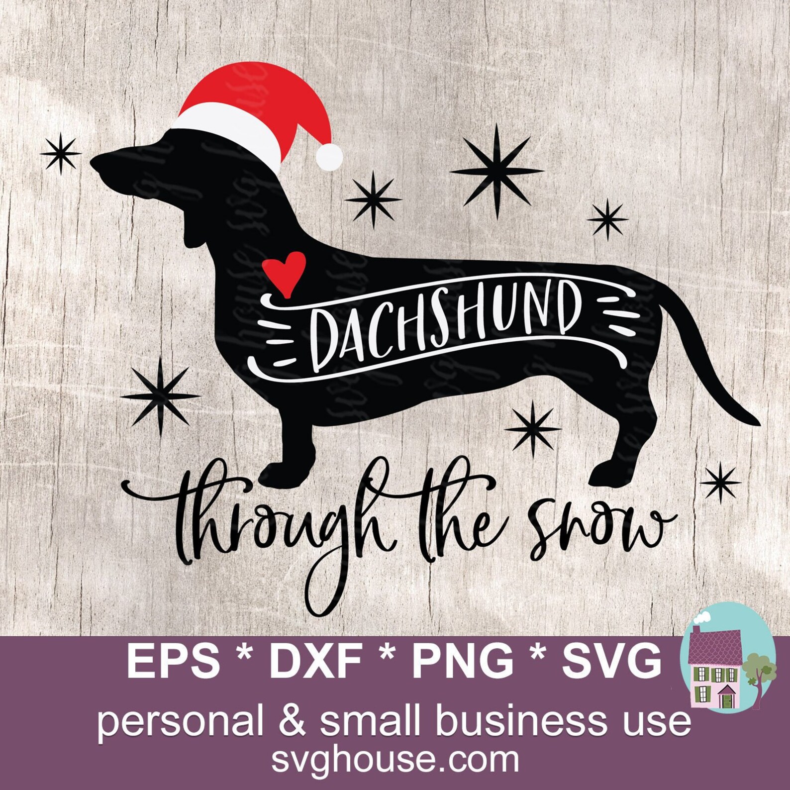 Dachshund Through the Snow SVG Christmas Cut Files for - Etsy