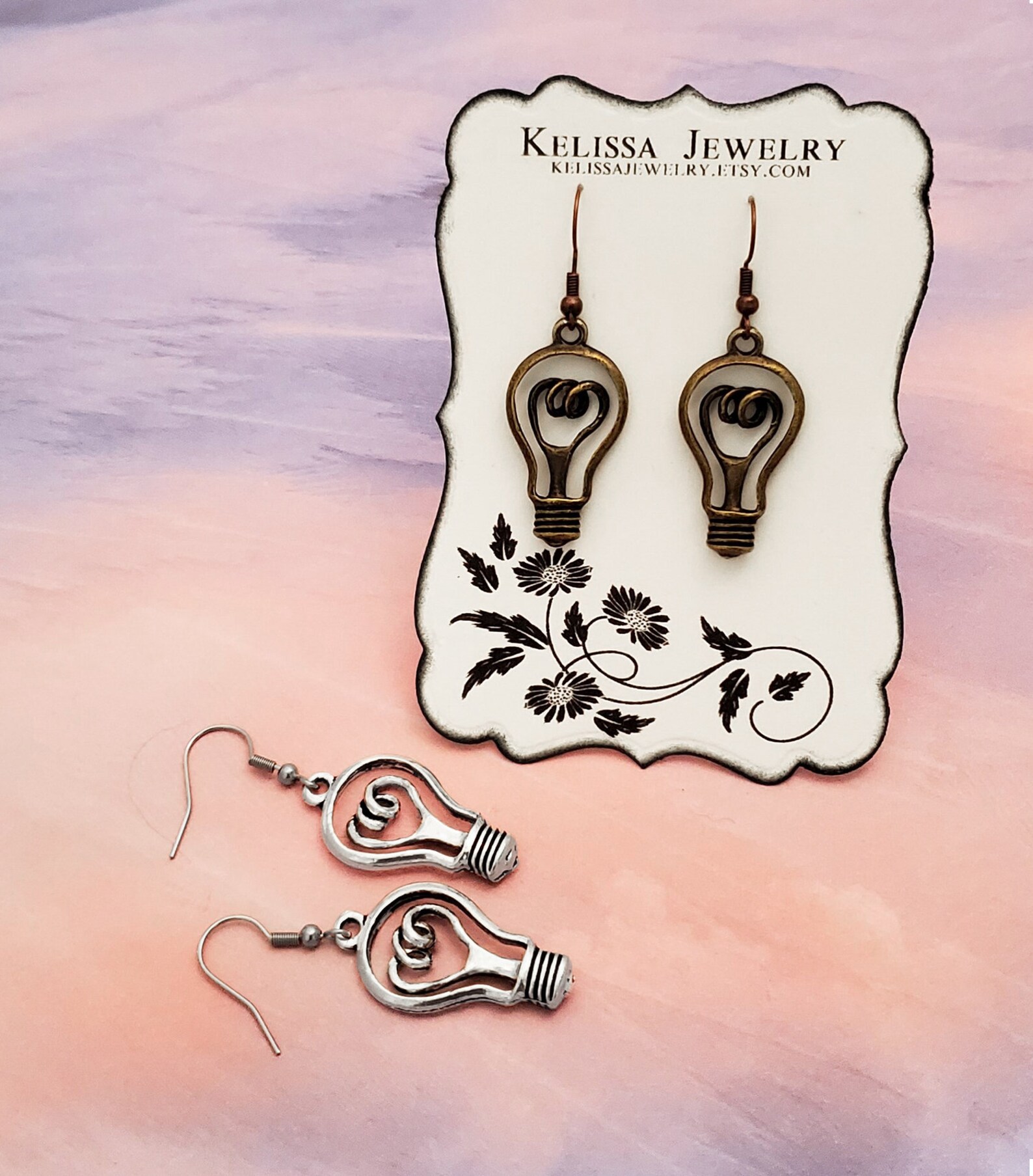 Lightbulb Earrings in Silver or Bronze Edison Lightbulb - Etsy