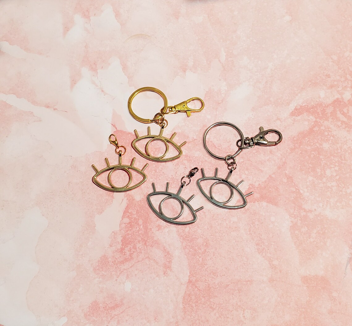 Big Eye Zipper Pull or Face Keychain Silver or Gold | Etsy