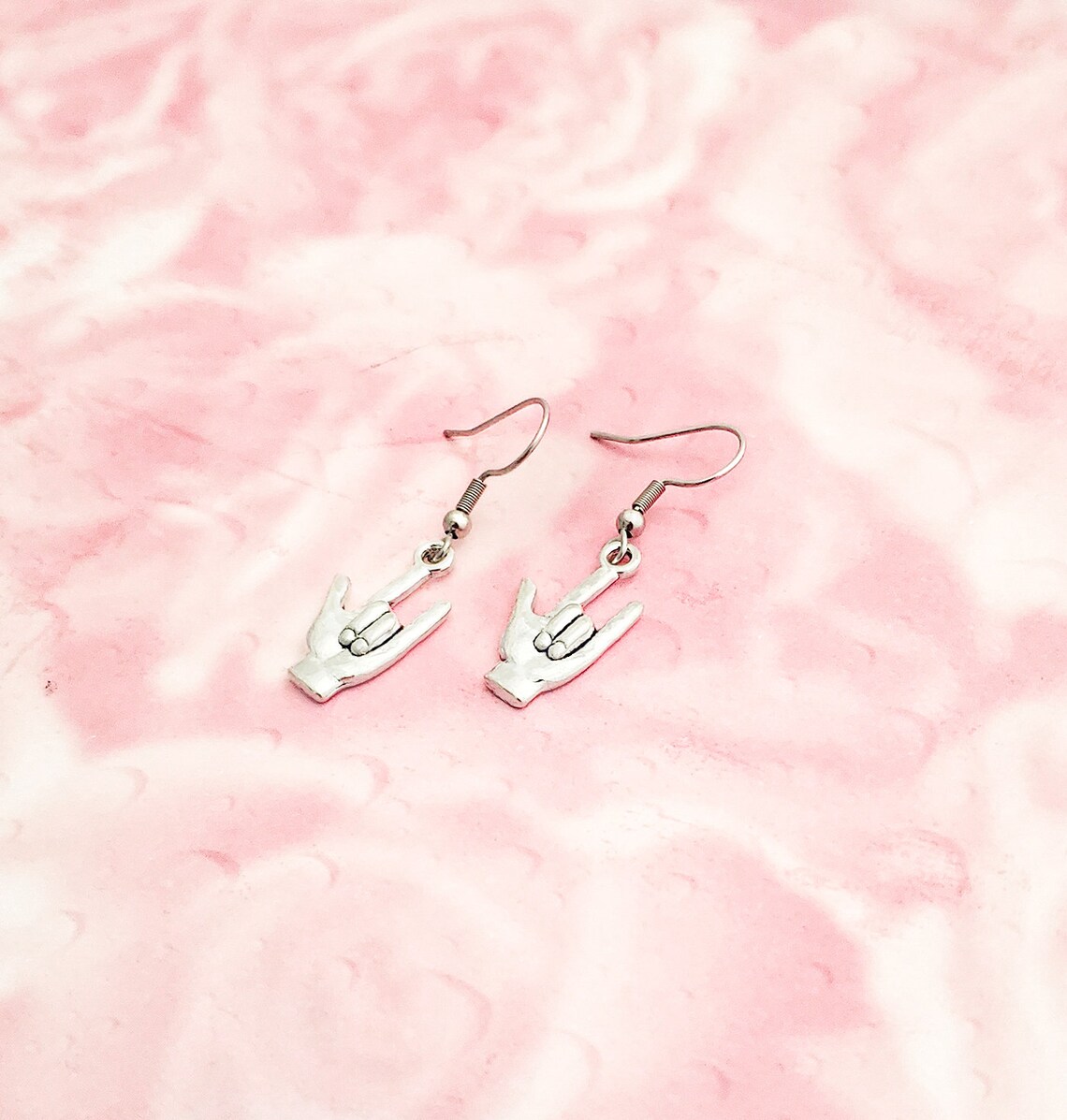Silver ASL I Love You Hand Sign Earrings - Etsy